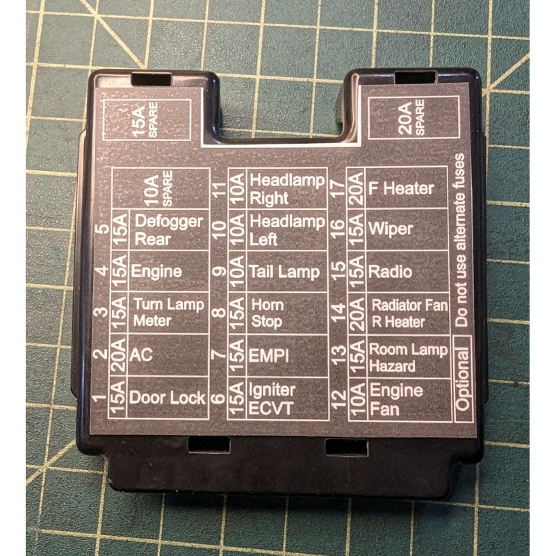 Subaru Sambar Fuse Panel Label English Translation